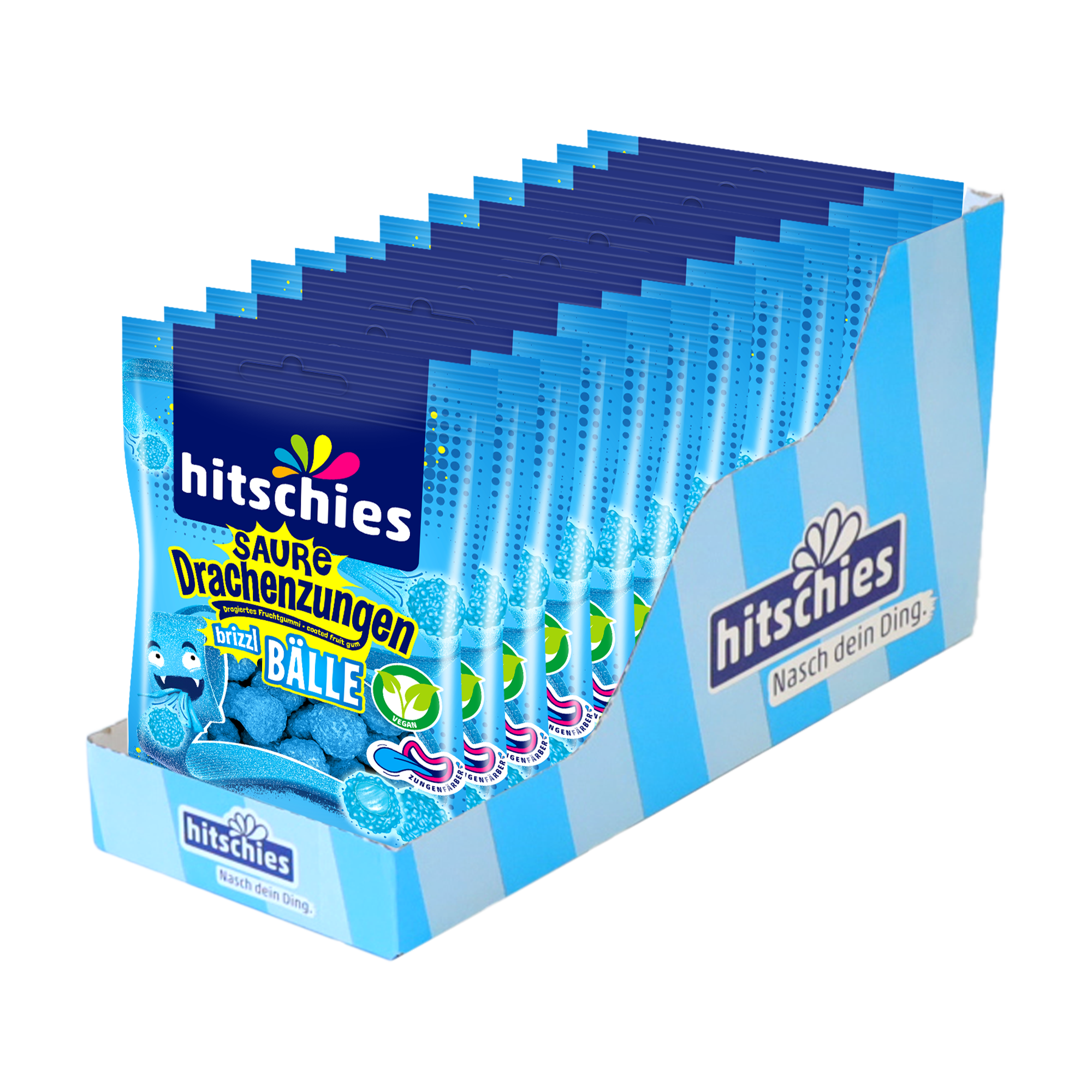 Saure Drachenzungen brizzl Bälle blaue Himbeere | Hitschies